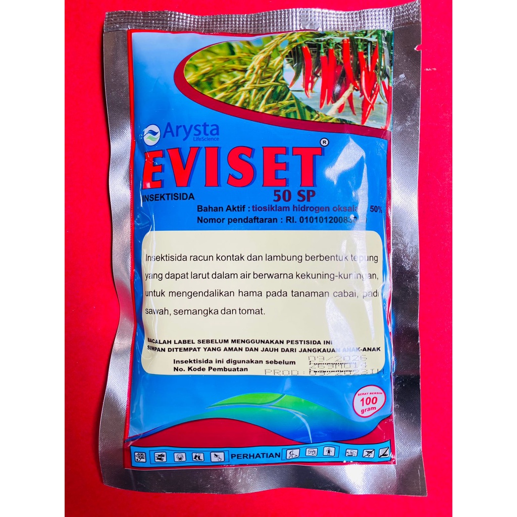 Jual EVISET isi 100gr insektisida wereng kutu daun thrips dari ARYSTA ...