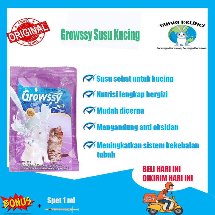 Jual SUSU ANAK KUCING GROWSSY 20 GR GROWSY KITTEN MILK CAT SASET ...