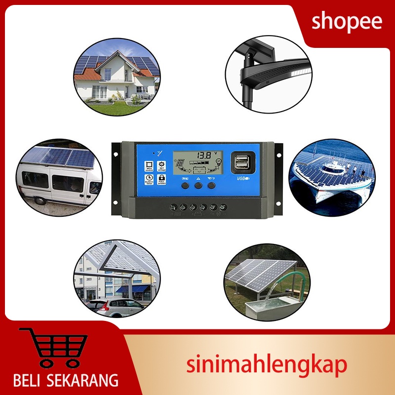 Jual Solar Charge Controller LCD LED Display Solar Cell PWM 12V 24V 50A ...
