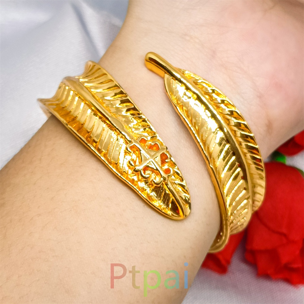 Jual Gelang tangan wamita lapis emas motiff daun replika Gold Leaf ...