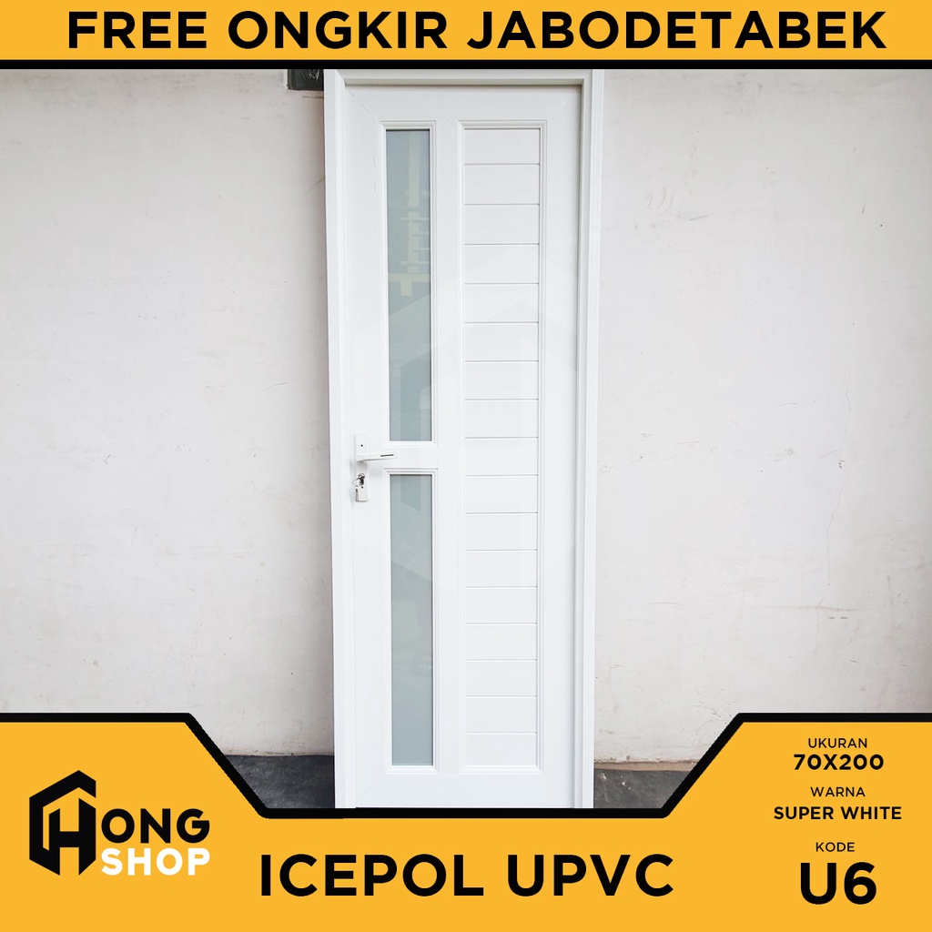 Jual Pintu Kamar Mandi / Outdoor UPVC ICEPOL 70x200 - U6 KACA 2 | Shopee Indonesia