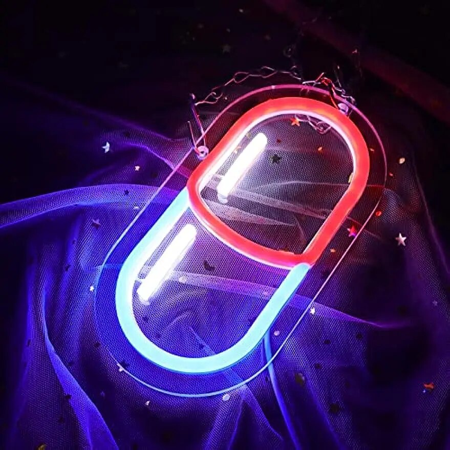 Jual Chill Pill Neon Sign for Game Room Decor Capsule Shape Led Light ...