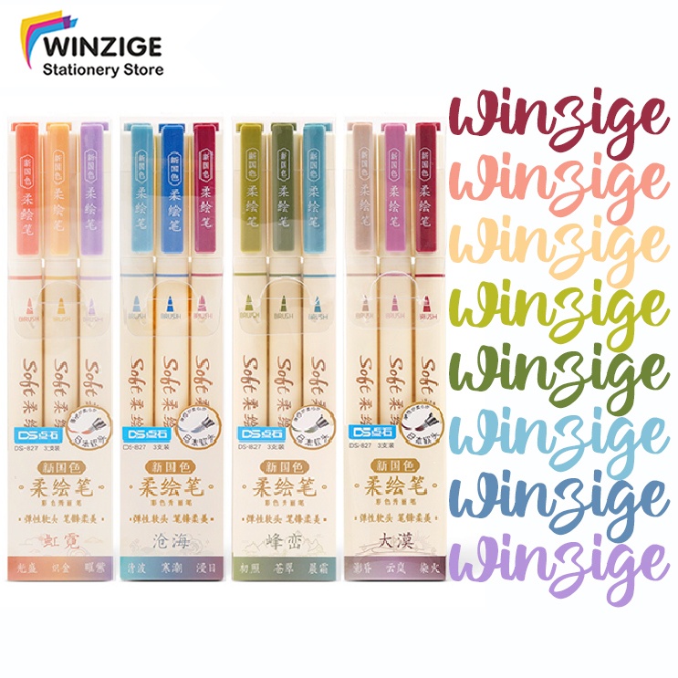Jual Winzige Set 3 Soft Brush Sign Pen Calligraphy Pen Brush Lettering ...
