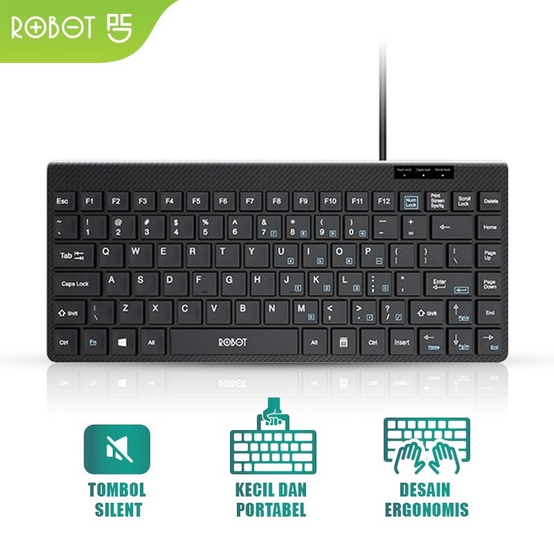 Jual ROBOT Portable Mini Wired Keyboard RK10 / RK20 Ultra-Thin | Shopee ...