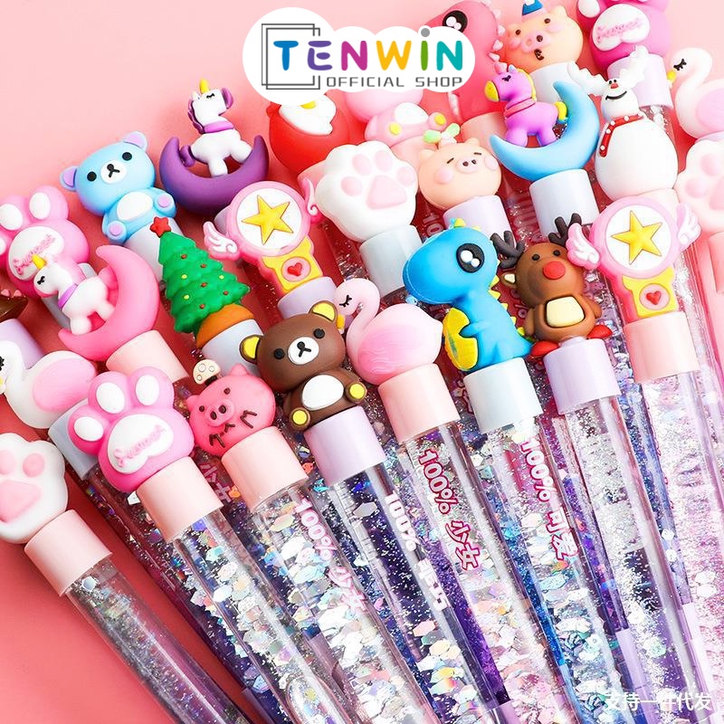 Jual Pulpen Tinta Dengan Motif Air Gliter/Pena Air Gliter Karakter Lucu ...