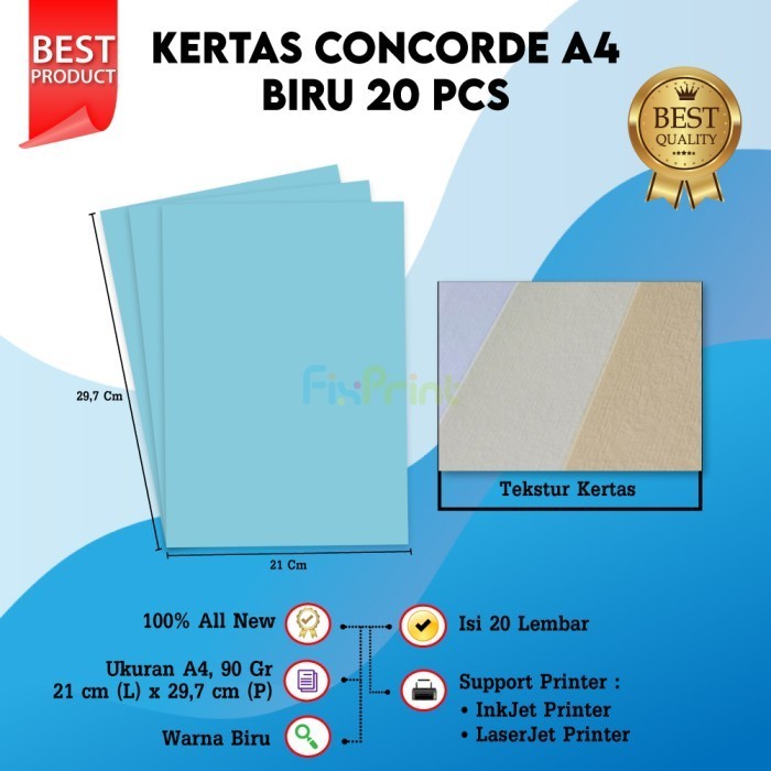 Jual Kertas Concorde Sertifikat Paper A4 90gr 1 pack isi 20 Lembar ...