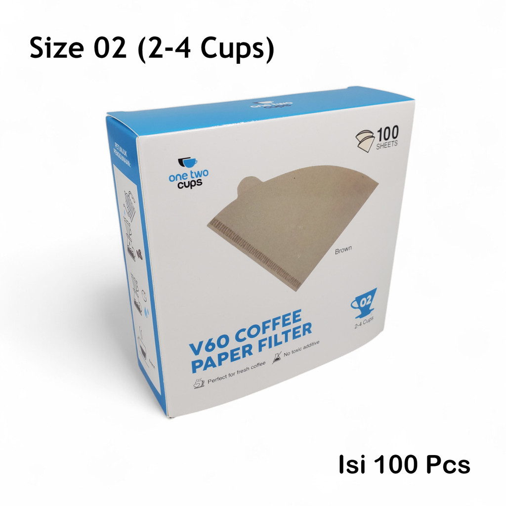 Jual One Two Cups Kertas Saringan Kopi Filter Paper V60 2-4 Cups 100 PCS - V02 | Shopee Indonesia