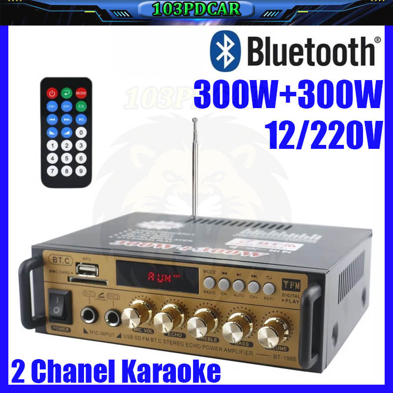 Jual Power Amplifier Wireless BT 5.0 Kerndy BT-198E ECHO 300W+300W Amplifier ECHO Karaoke ...