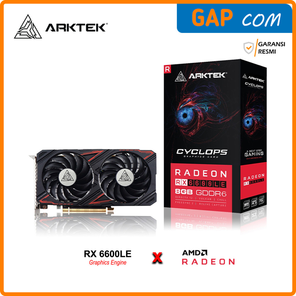 Jual VGA Arktek AMD Radeon RX 6600LE 8GB GDDR6 Cyclops Graphic Card ...