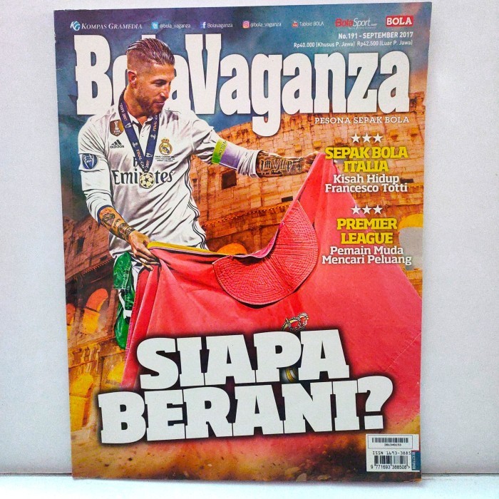 Jual majalah sepak bola bolavaganza sept 2017 siapa berani cover sergio ...