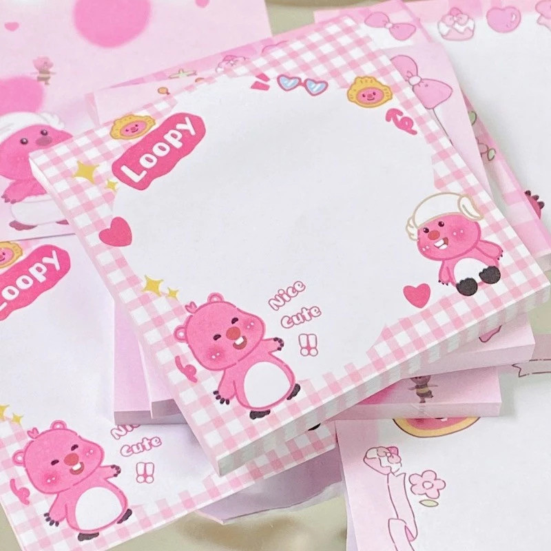 Jual Sticky Notes Cute Loopy Memo Pad Korea Pink sticky note Aesthetic ...