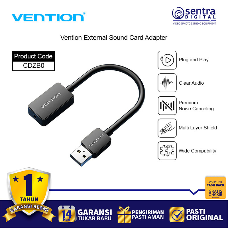 Jual Vention USB External Sound Card with 3.5mm Audio Jack Aux - CDZB0 ...
