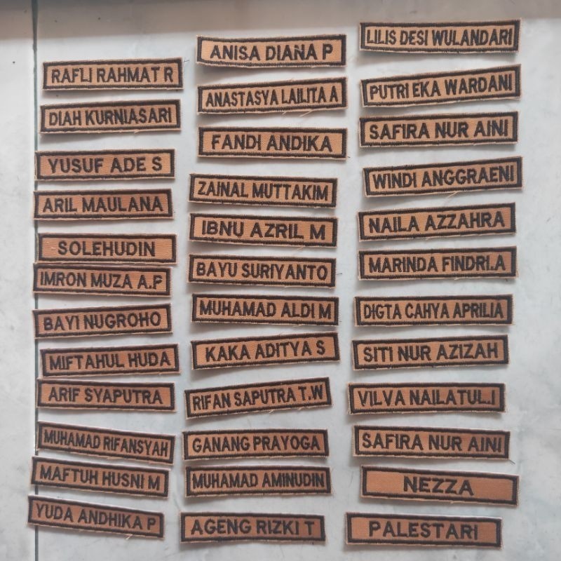 Jual Bordir Nametag Bordir , name tag seragam, bet nama, Nama Dada ...