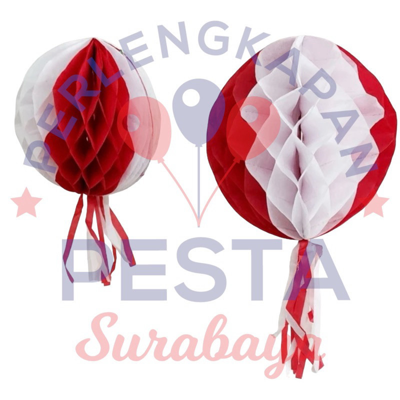 Jual Lampion Lipat KERTAS Honeycomb Merah Putih Dirgahayu RI (1Pcs ...