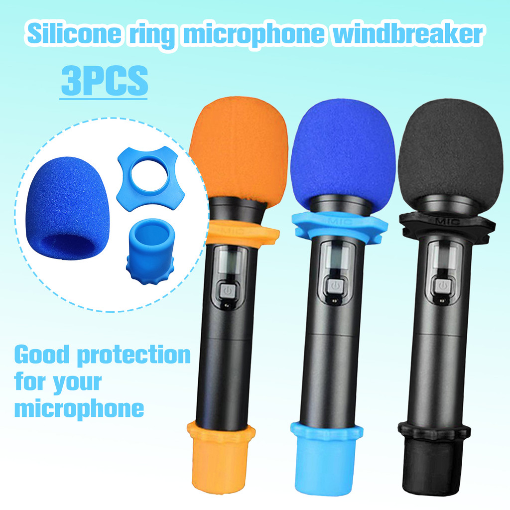 Jual 3pcs Bottom Sleeve Microphone Foam Mic Foam Cover Set Silicone ...