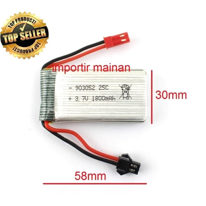 Jual baterai rc drone rc helikopter lipo 3.7V 1800mAH dual soket JST dan SM -TJ40 | Shopee Indonesia