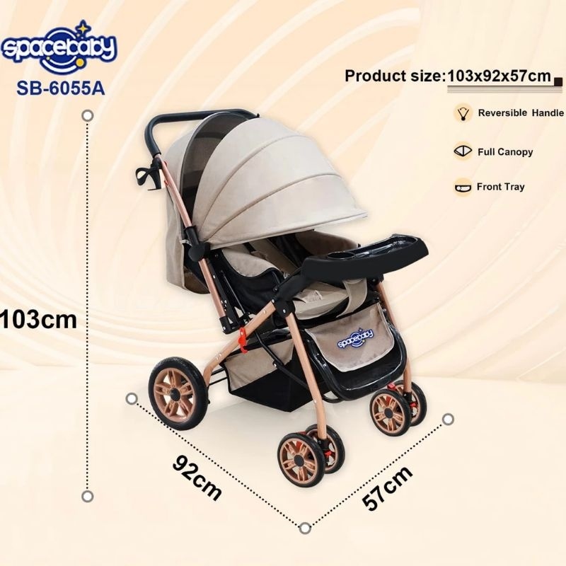 Jual Baby Stroller kereta dorong bayi anak Spacebaby SB 6055A Stroler ...