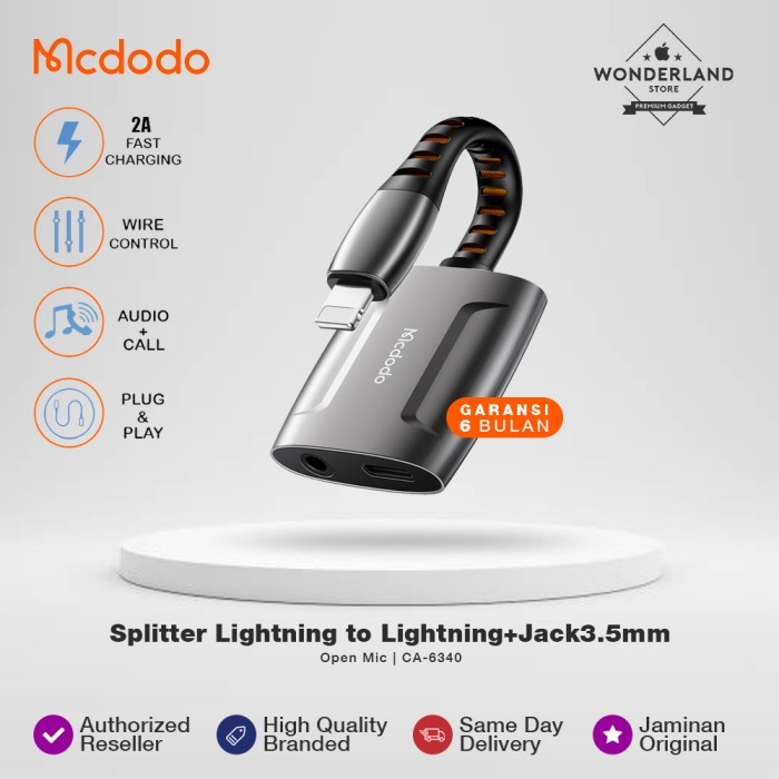 Jual Mcdodo Splitter Lightning to Lightning + Jack 3.5mm Converter CA ...