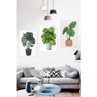 Jual Lukisan aesthetic daun monstera, dekorasi rumah nuansa tropis ...