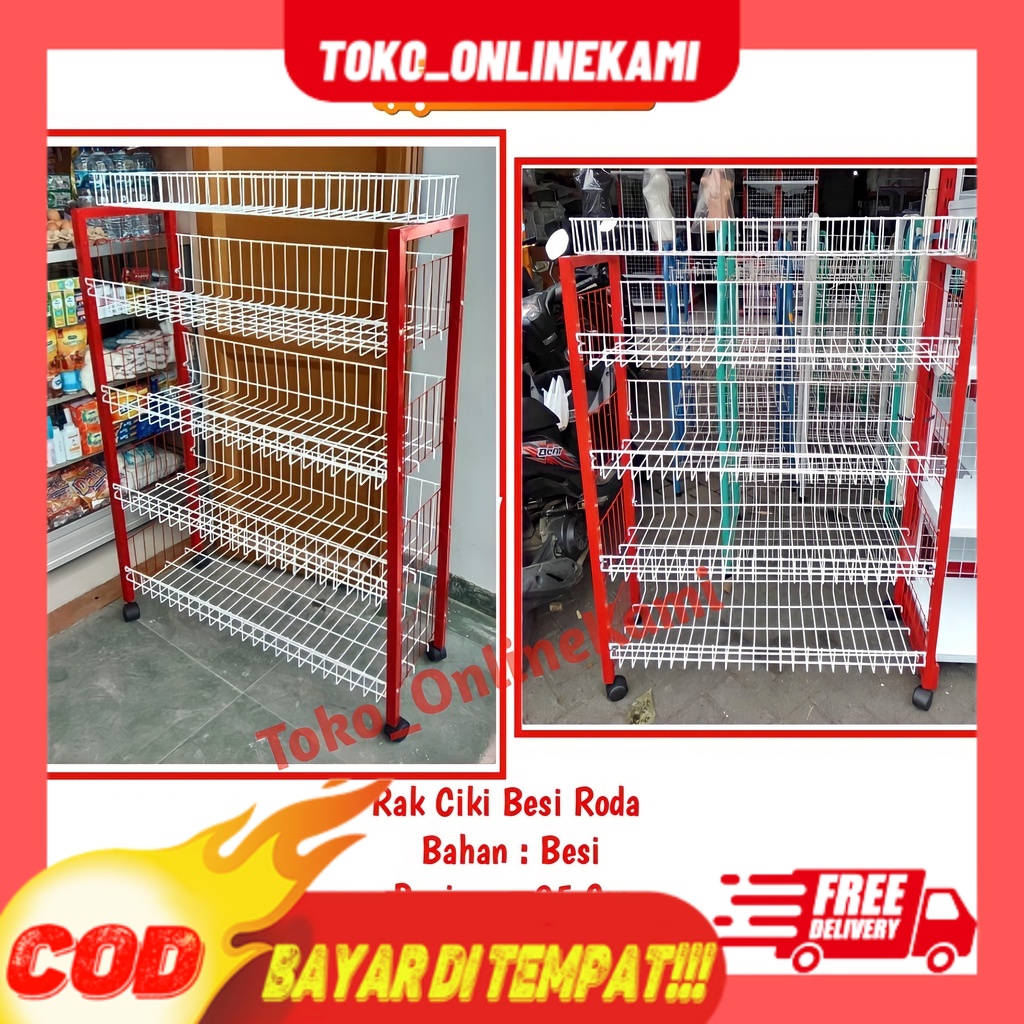 Jual Rak Ciki Besi/ Rak Serbaguna Mini Market / Rak Display Roda Susun ...