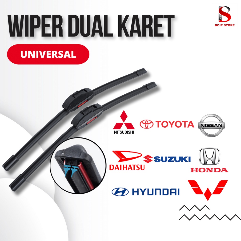 Jual 1 SET (2 PCS) Wiper Dual Blade 2 Lapis Karet Frameless Universal Model Karet Ganda Double ...