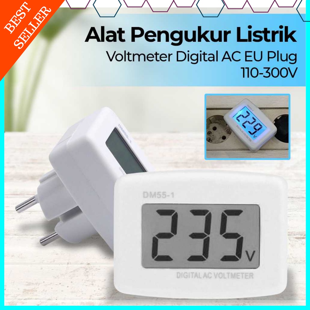 Jual COD Alat Pengukur Listrik Voltmeter Digital AC EU Plug 110-300V ...