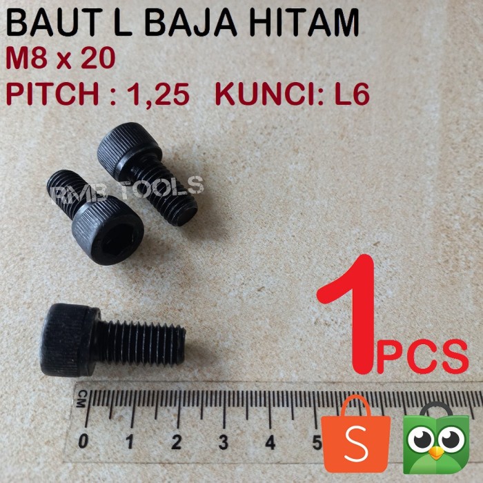 Jual M8x20 BAUT L M8 BAJA HITAM GRADE 12.9 SOCKET CAP SCREW | Shopee Indonesia