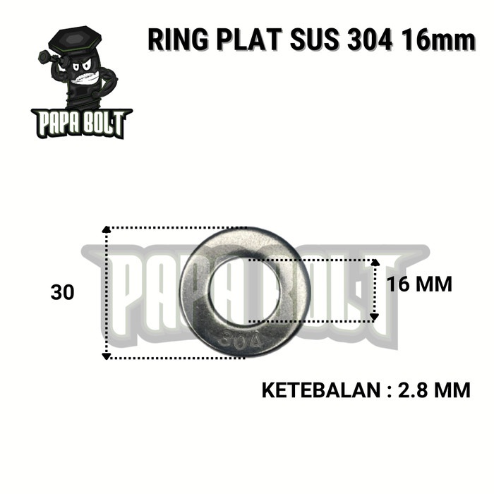 Jual Ring Plat Stainless Steel 304 M16 SS304 WP Washer Plate 16mm ...