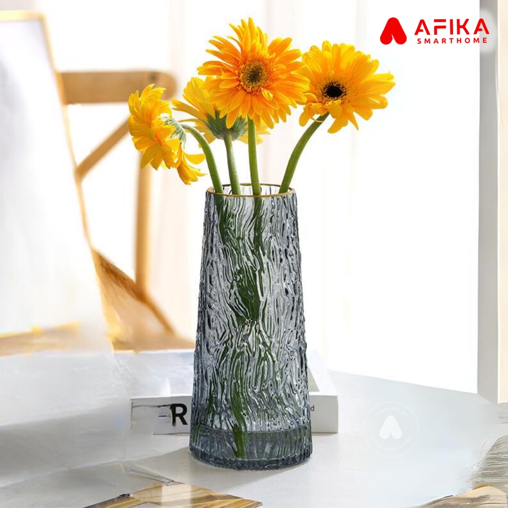 Jual Vas Bunga Dekorasi Interior Ruang Tamu Motif Kulit Kayu Black Gold ...