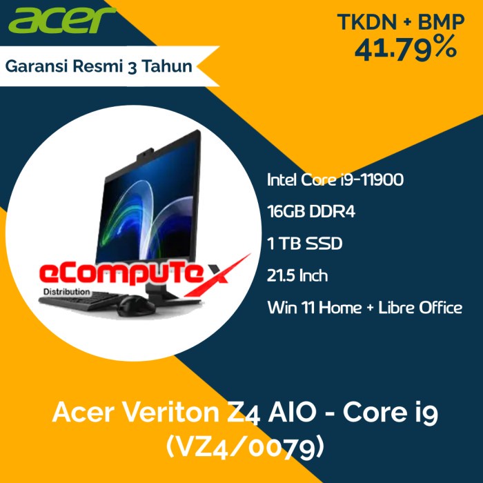 Jual PC AIO Acer Veriton Z4 (VZ4/0079) i9-11900 16GB 1TB - TKDN RESMI ...