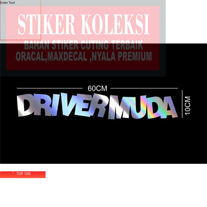 Jual STIKER MOBIL STICKER CUTTING DRIVER MUDA BUAT KACA MOBIL DEPAN ...