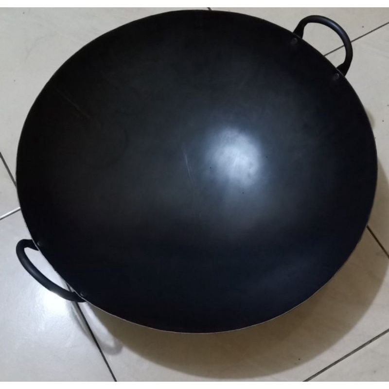 Jual wajan penggorengan baja hitam 45cm / WOK KUALI PLAT BAJA HITAM 45 ...