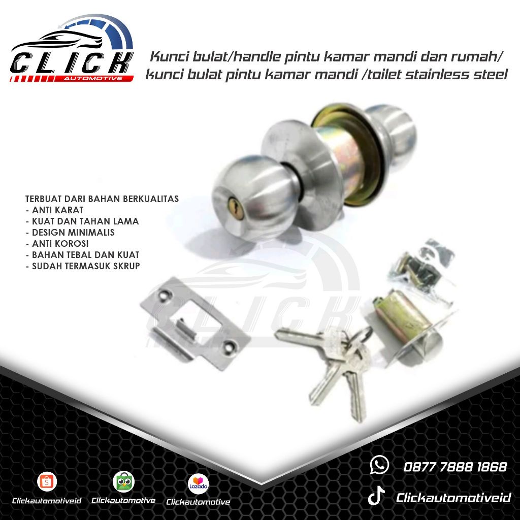 Jual Kunci Bulat/Handle Pintu Kamar Mandi Dan Rumah / Tarikan Gagang ...