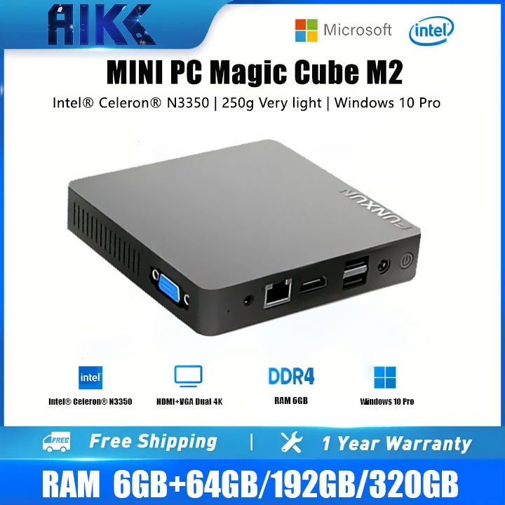 Jual Mini PC Magic cube M2 Intel N3350 CPU 6GB RAM+64GB/192GB/320GB Windows 10 Pro Desktop ...