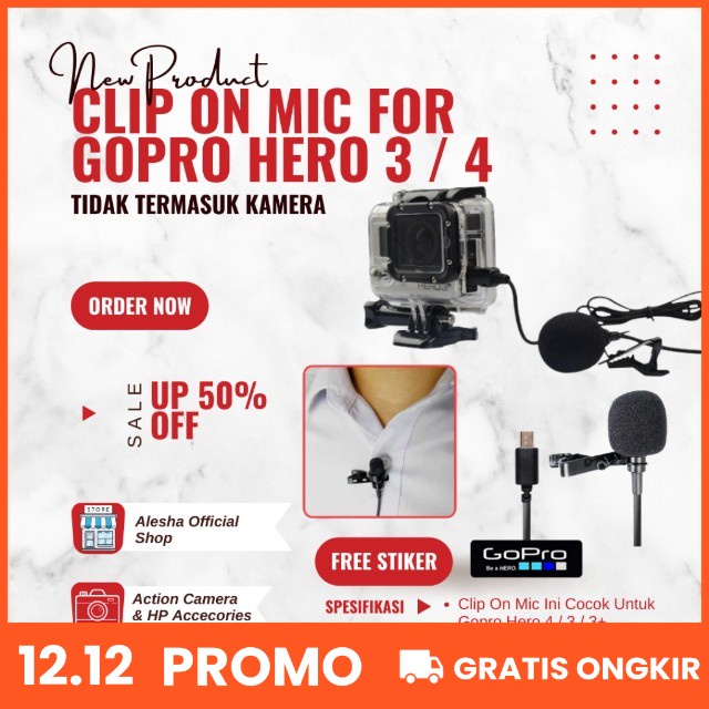 Jual Mic Gopro Hero 4 / Microphone Go Pro Hero 3 / Clip On Hero 3+ / 3 ...