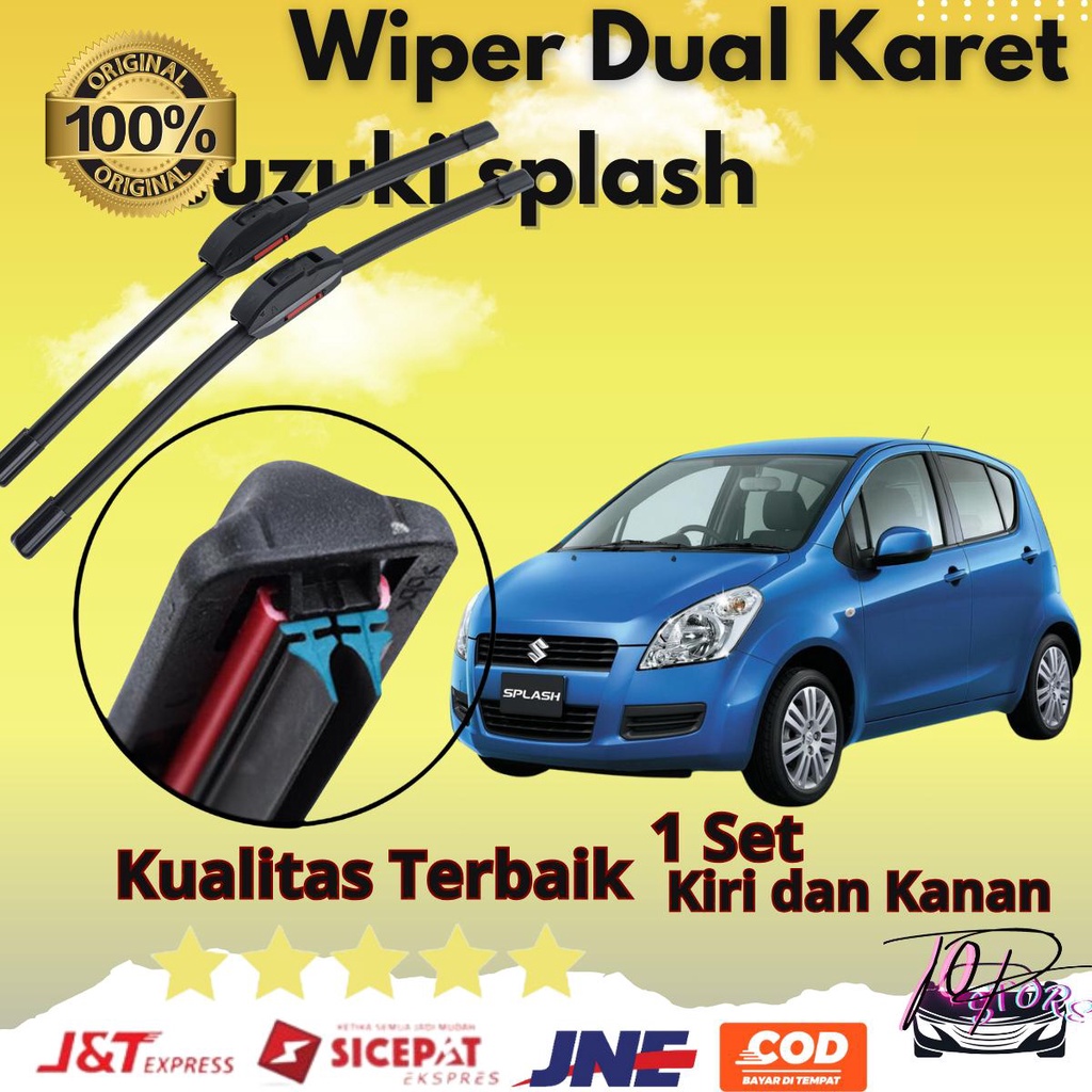 Jual Wiper Double Karet / Dual Karet Mobil Frameless Suzuki Splash Sepasang 2 PCS Kiri dan Kanan ...