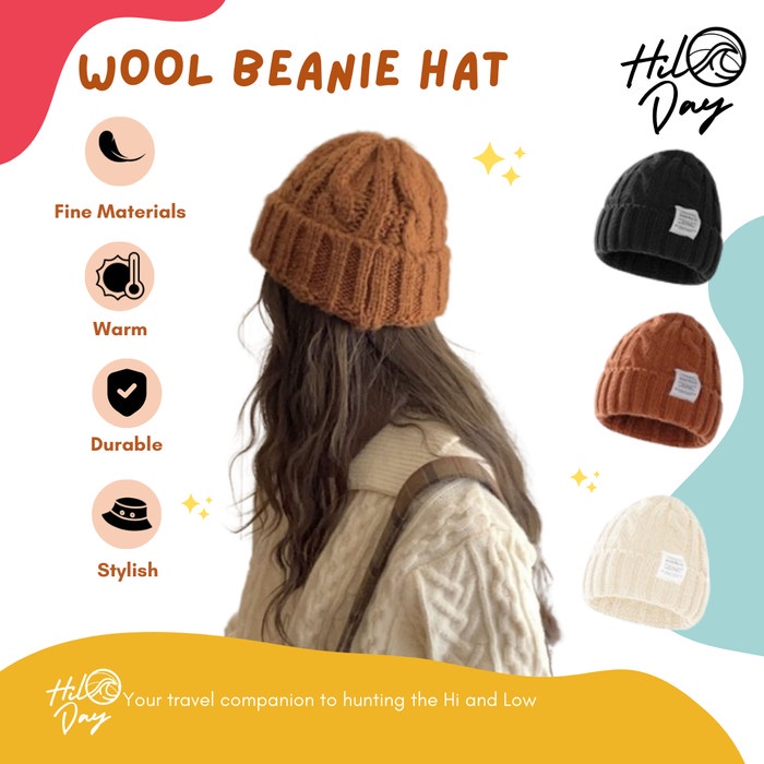 Jual HILODAY Topi Beanie Hat Kupluk Wool Winter Autumn Spring Hangat ...