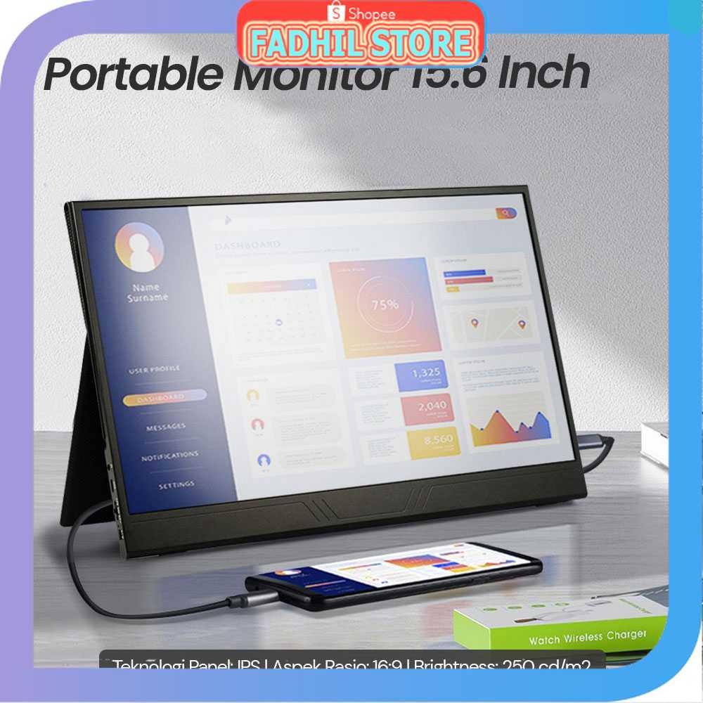 Jual FS - ZEUSLAP Portable Monitor FHD IPS 15.6 Inch 1080P - AT156 ...