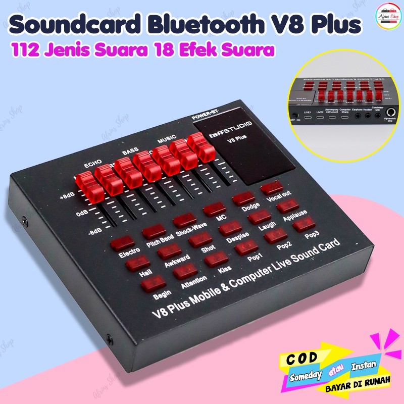 Jual Soundcard Bluetooth Audio USB External Broadcast Streaming Live Recording Sound card V8 ...