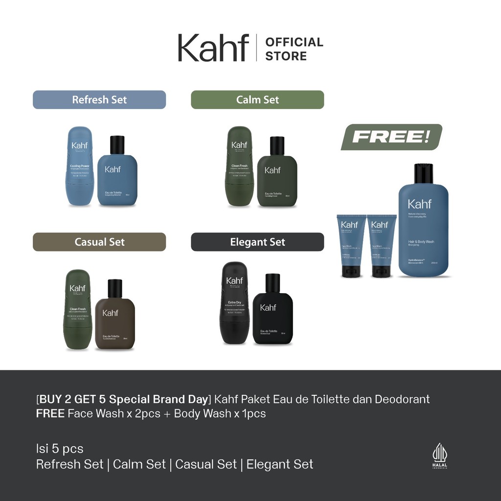 Jual [BUY 2 GET 5 Special Brand Day] Kahf Paket Eau de Toilette dan ...