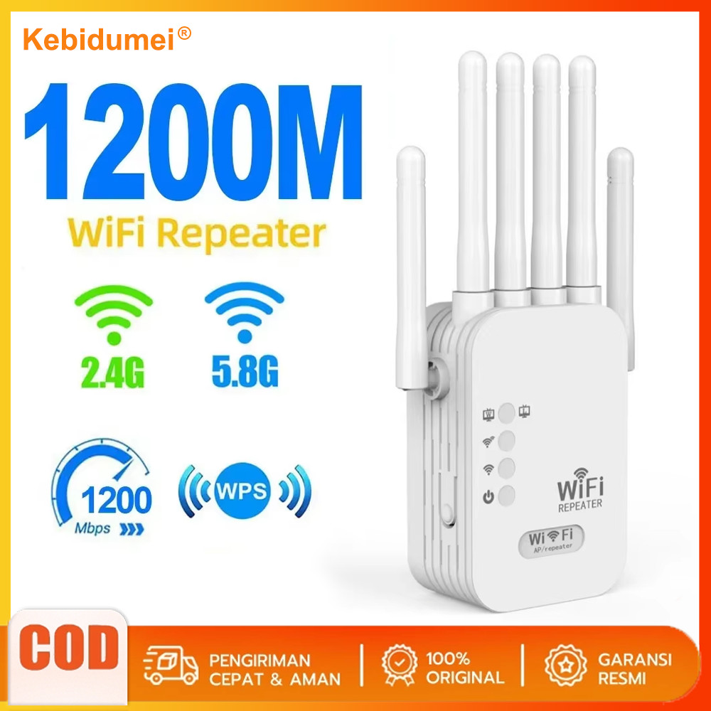 Jual [COD] 1200Mbps Wifi Repeater Dual-band 2.4GHz/5GHz 6 Antena Wireless Range Extender Router ...