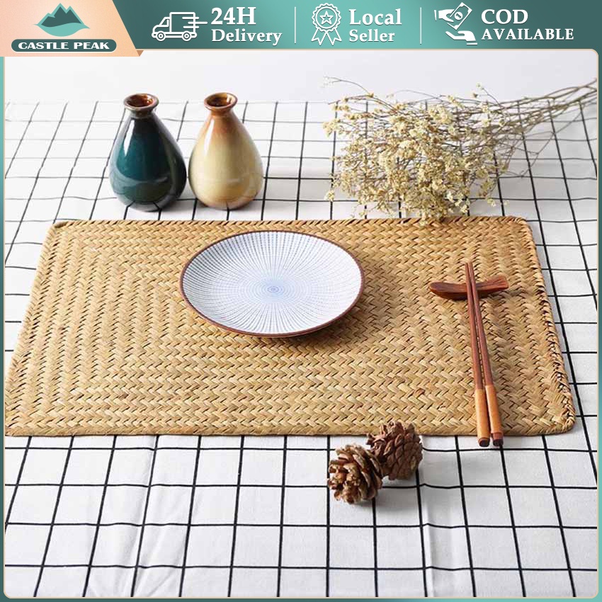 Jual Alas Piring Rotan Persegi Panjang / Tatakan Piring / Rattan ...