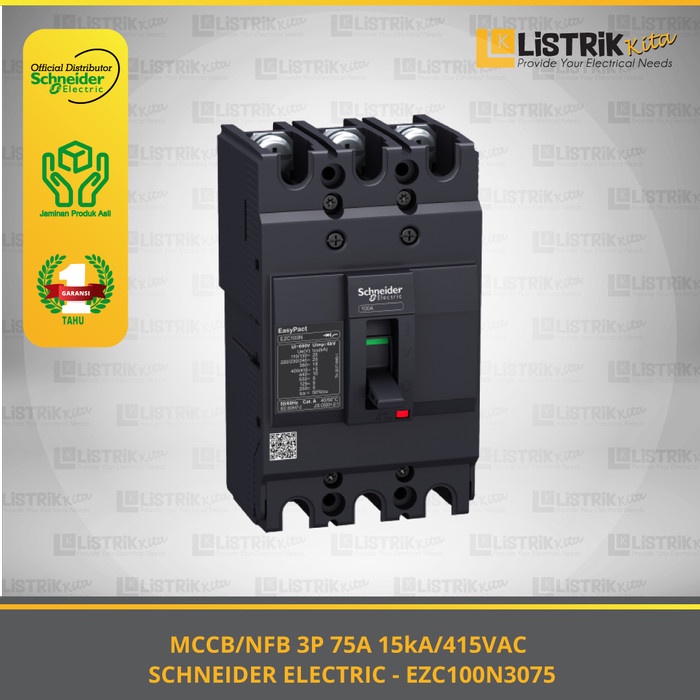 Jual MCCB SCHNEIDER EZC100N 3P/3T 75A 15kA - EZC100N3075 | Shopee Indonesia