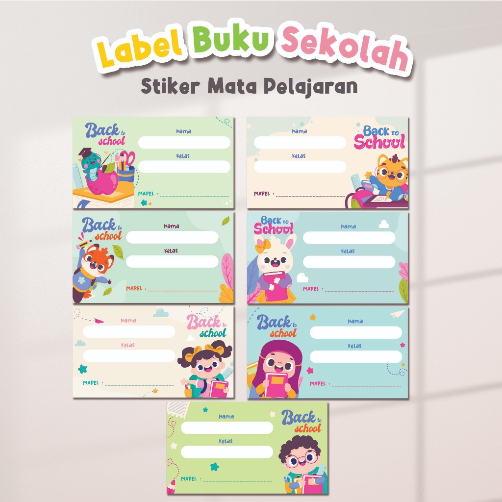 Jual Stiker Label Buku Pelajaran Sekolah CUSTOM NAMA - Stiker mata ...