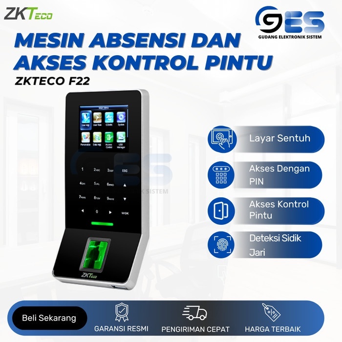 Jual Mesin Absensi Fingerprint dan Kartu ZKTeco F22 Akses Kontrol Pintu | Shopee Indonesia