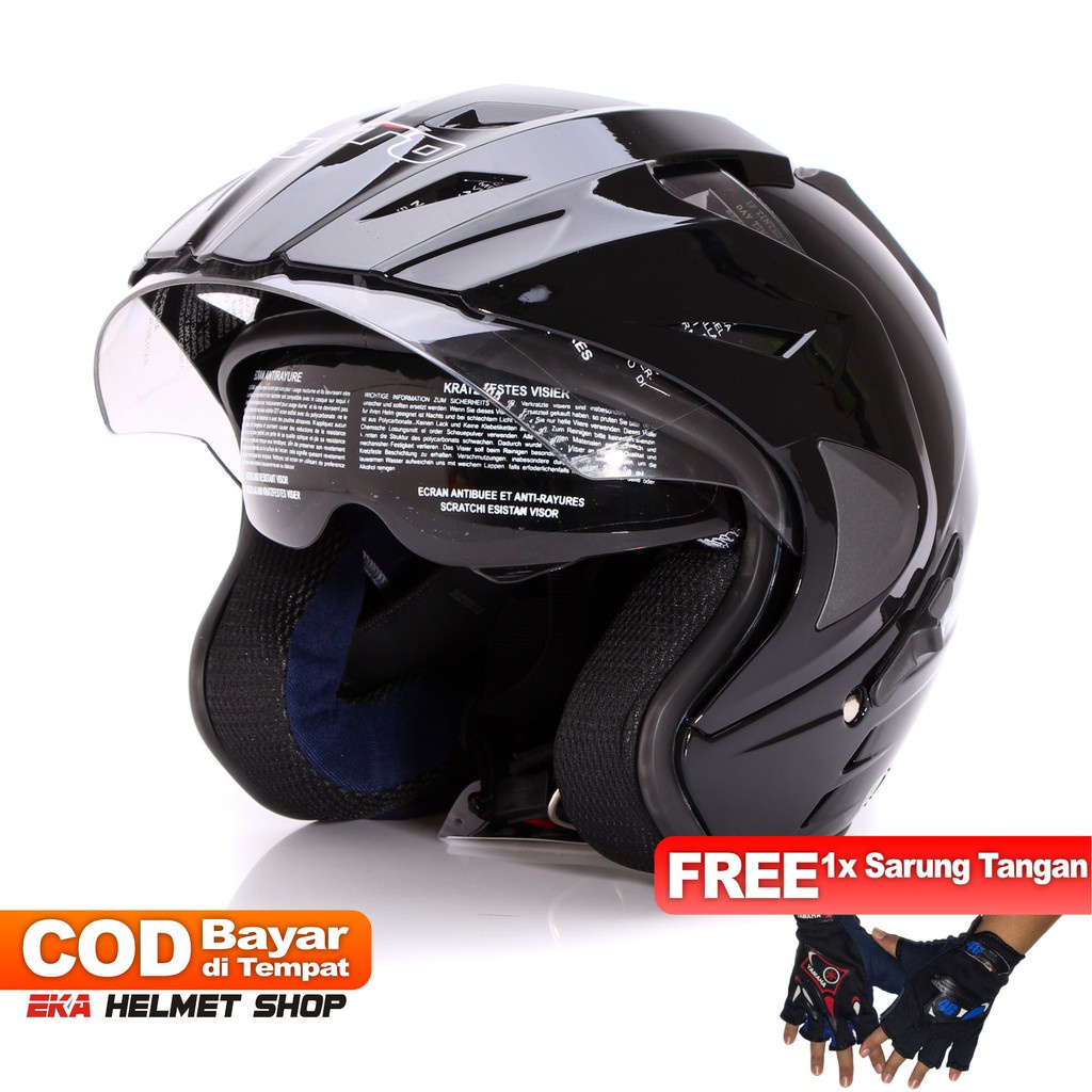 Jual Helm Motor Pria Polos SNI Helem Cowok Dewasa Helmet ProSight Hitam ...