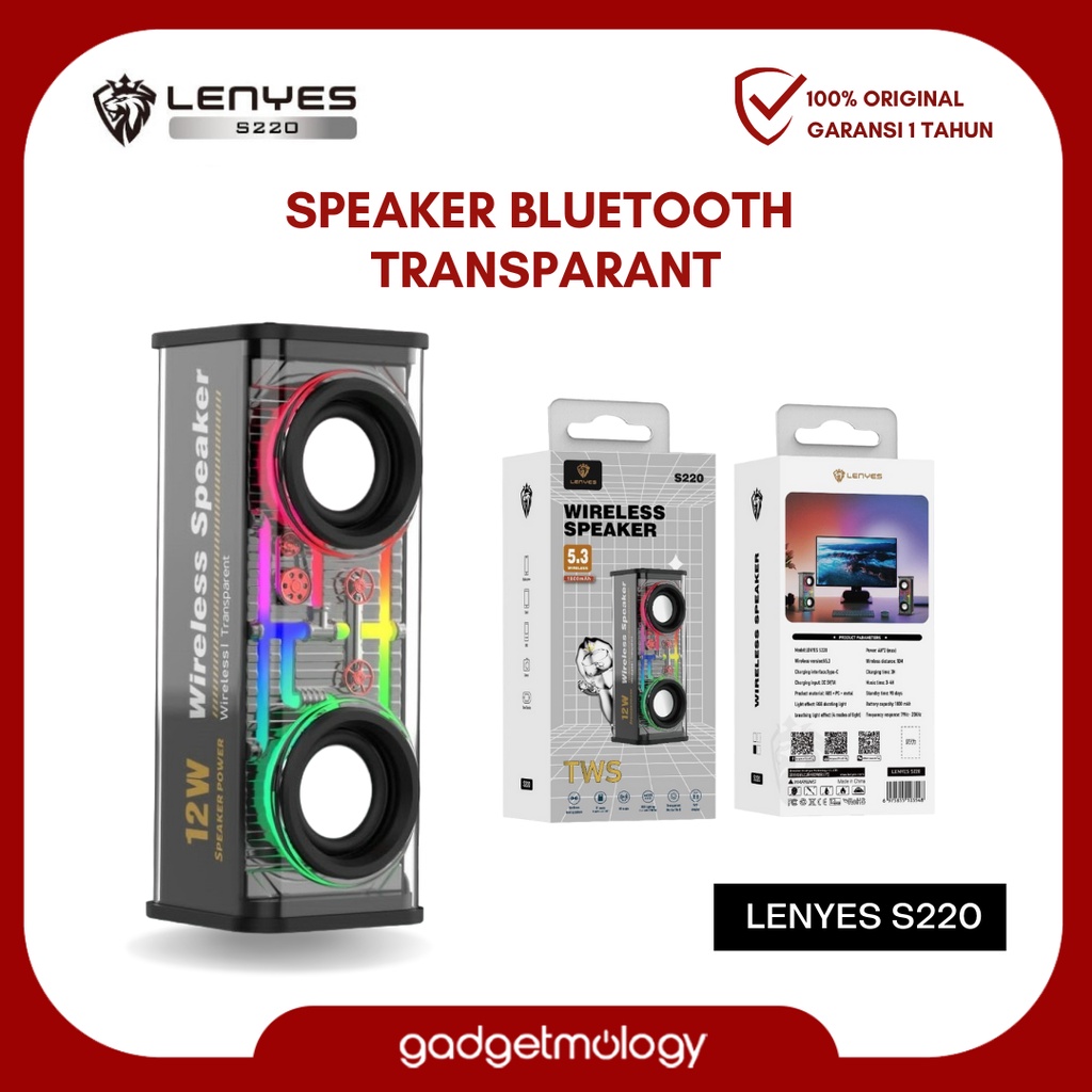 Jual LENYES S220 12W Speaker Bluetooth Transparan Mini With RGB LED ...