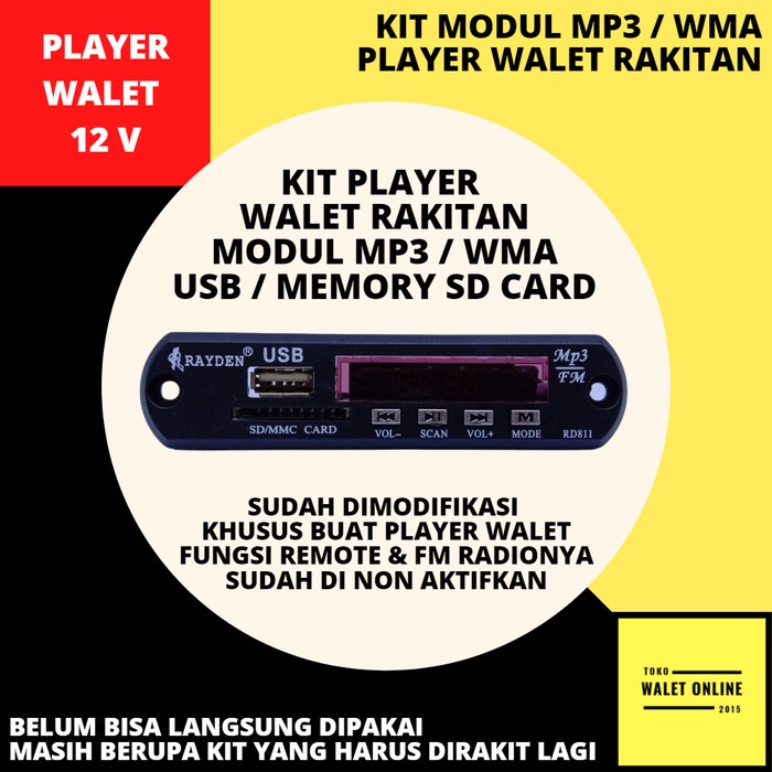 Jual MODUL KIT MP3 PLAYER WALET KHUSUS AMPLI RAKITAN NO REMOT NO FM RADIO | Shopee Indonesia