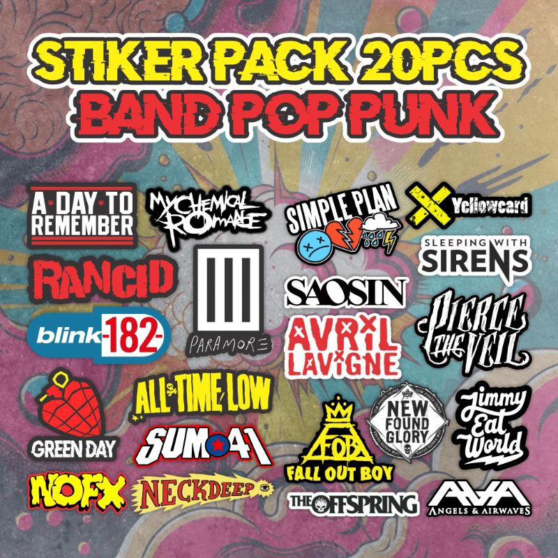 Jual Stiker Pack Band Pop Punk Blink182 MCR Green Day | Stiker Laptop ...