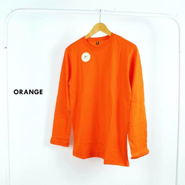 Jual Baju Atasan Pria Baju Polos Lengan Panjang Cewe Cowo Kaos Polos Orange Bata Dewasa Tangan